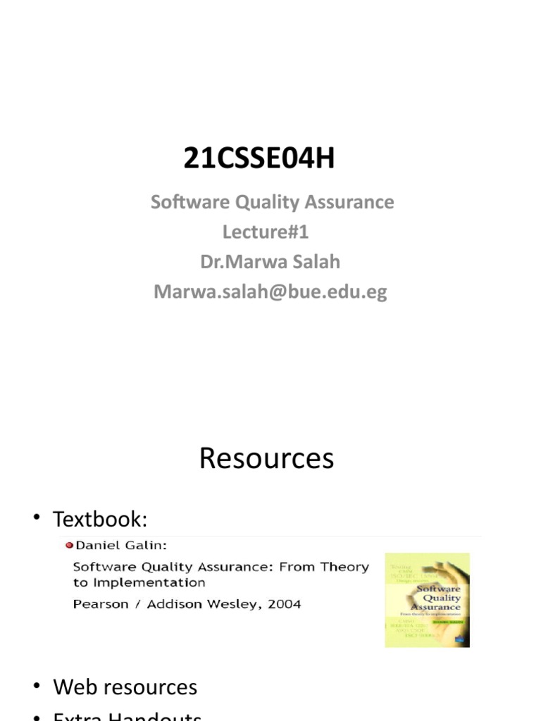 Lect#1 | PDF | Software Quality | Software