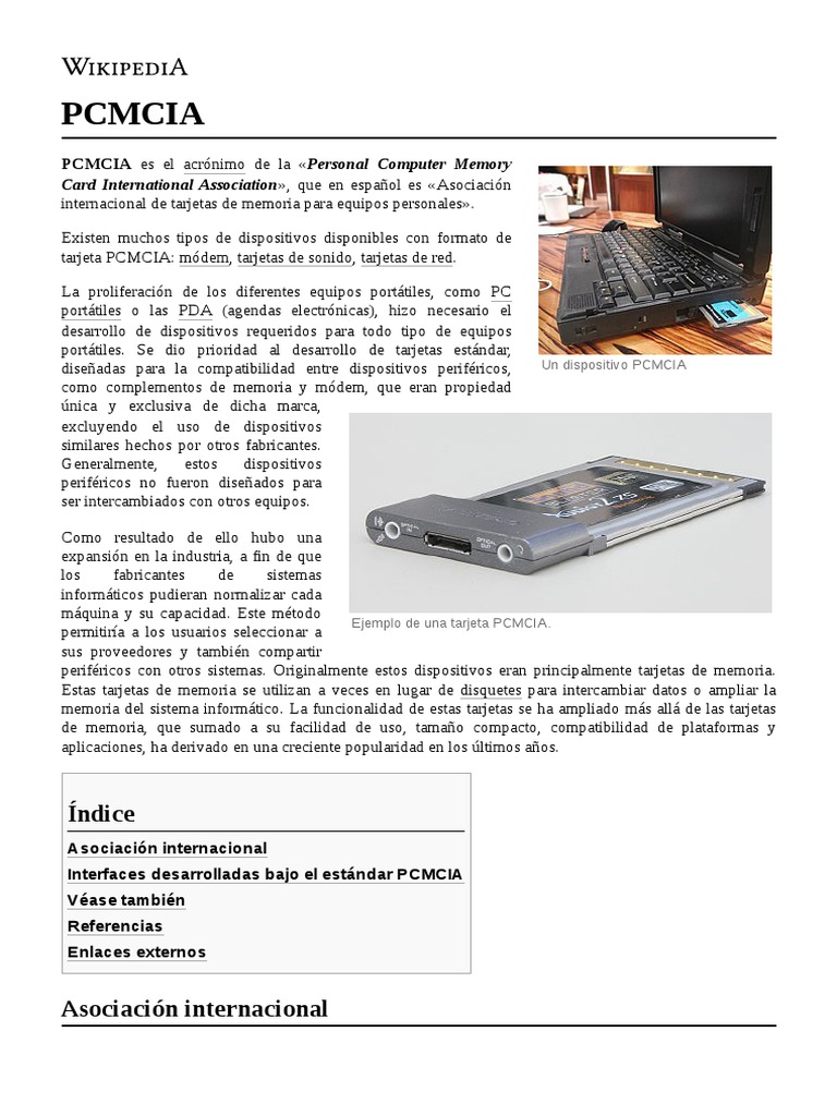 PCMCIA | PDF | Introducciones relacionadas con la computadora | Bienes manufacturados