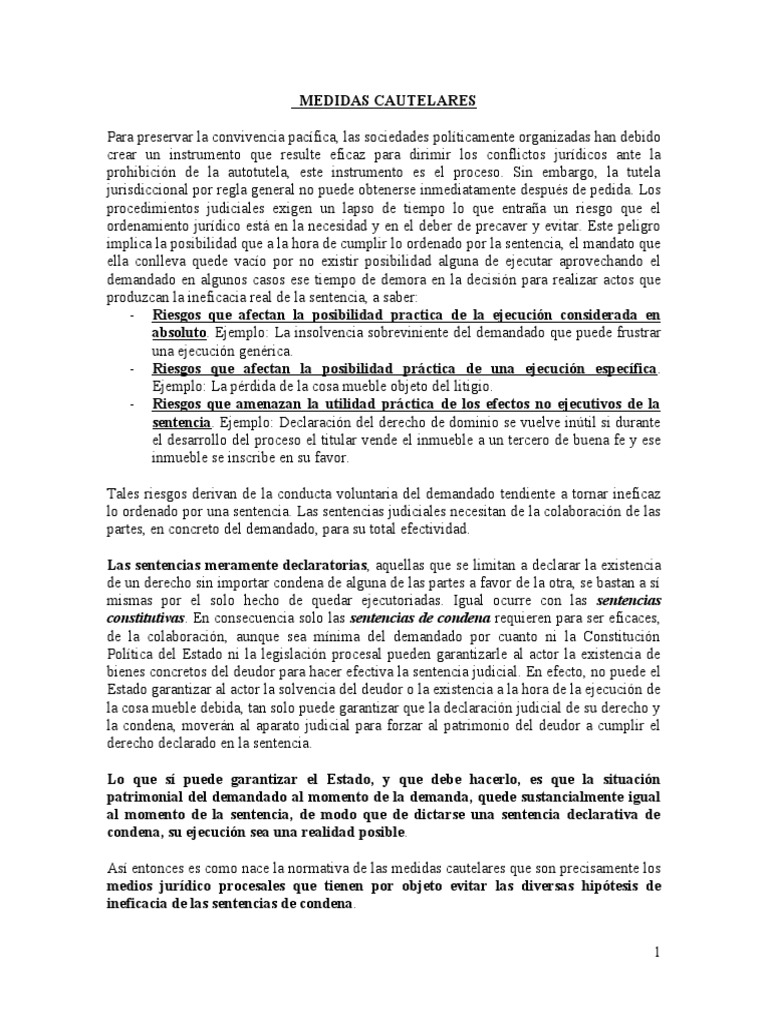 Diferencias entre medidas cautelares y precautorias | PDF | Mandato ...