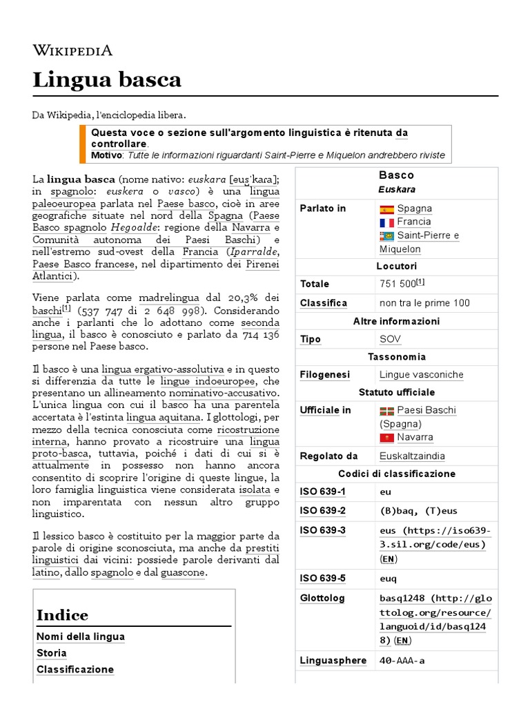 Lingua Basca - Wikipedia | PDF