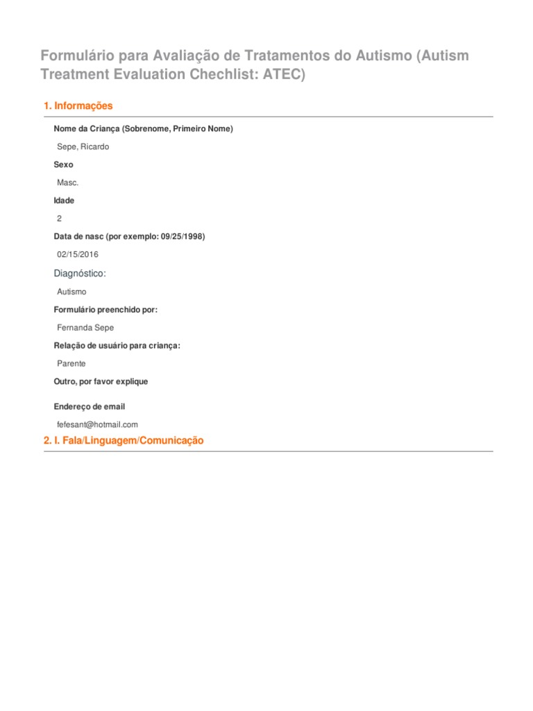 Autism Treatment Evaluation Checklist - Languages | PDF | Neurociência ...