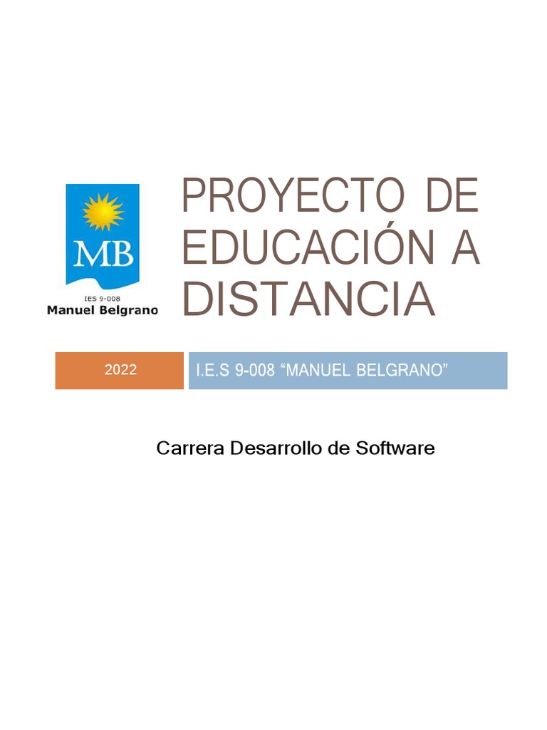 Proyecto de Educación a Distancia v1 Ies 9008 | PDF | Software ...