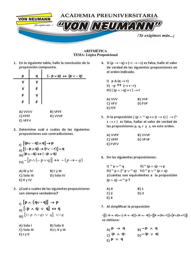 Lógica Propocicional | PDF | Proposición | Lógica matemática