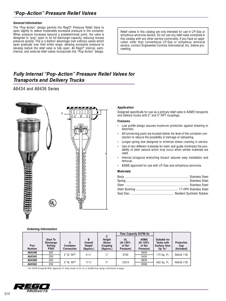 "Pop-Action" Pressure Relief Valves: A8434 and A8436 Series | PDF ...