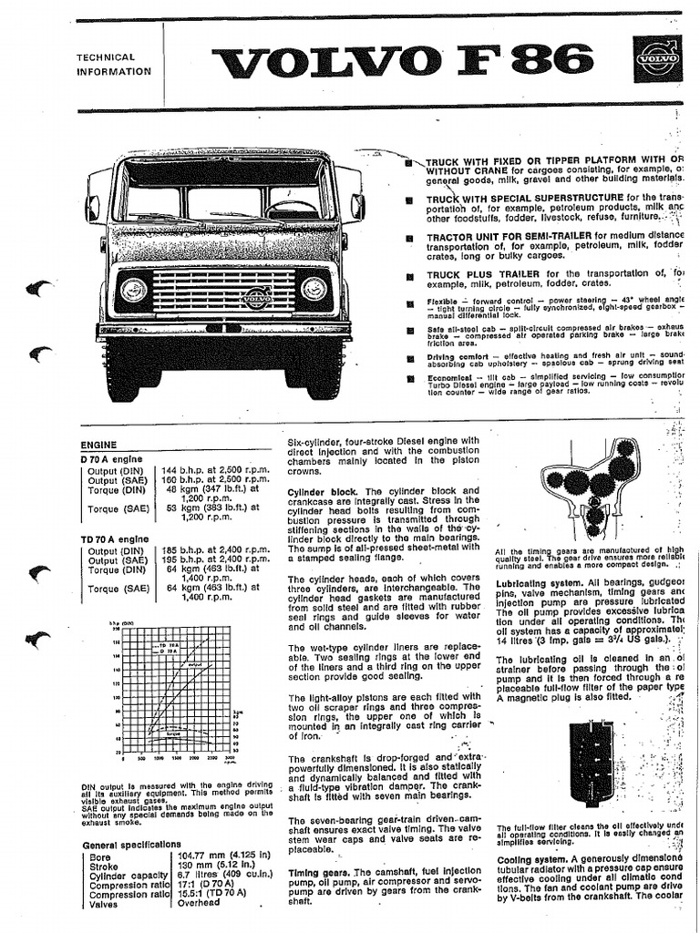 Volvo F86 Spec Sheets (Sweden) | PDF