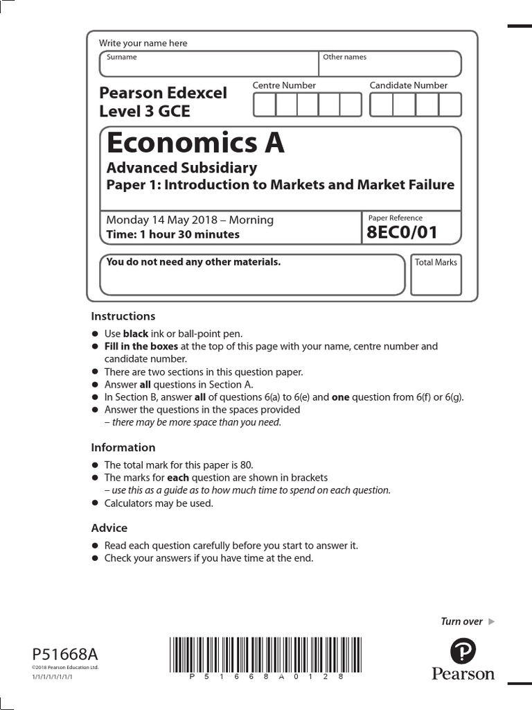 June 2018 QP - Paper 1 Edexcel (A) Economics AS-level | PDF | Dentist ...