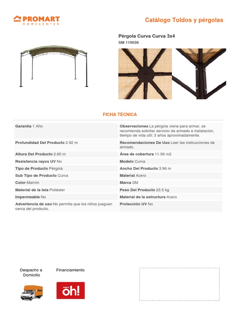 Pérgola Curva 3x4: Detalles y Uso | PDF