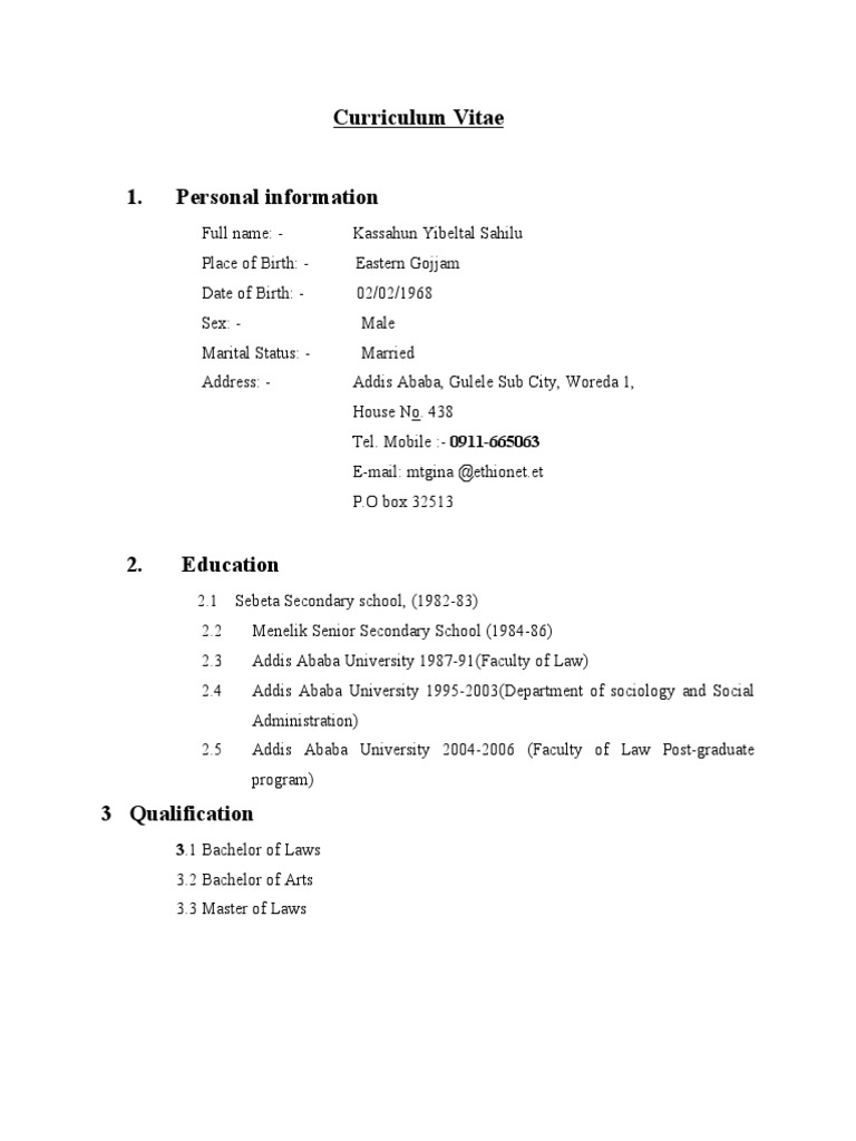 CV MR - KassahunYIBELTALSAHILU Ethiopia ENG | PDF | Ethiopia