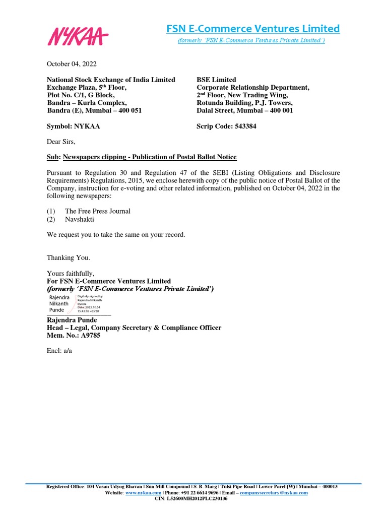 Formerly FSN E-Commerce Ventures Private Limited' | PDF | Auction ...