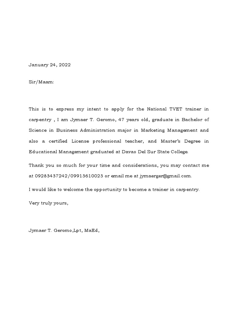 Letter of Intent For NTTC | PDF