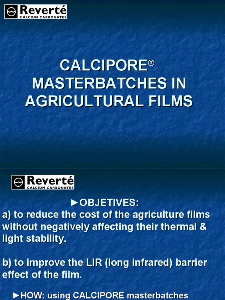 Calcipore Masterbatches in Agricultural Films | PDF | Infrared | Polymers