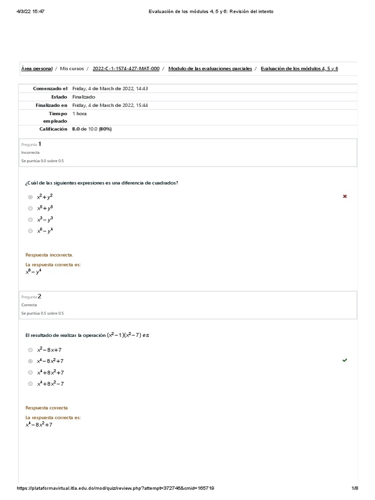 Evaluación de Los Módulos 4, 5 y 6 - Revisión Del Intento | PDF ...