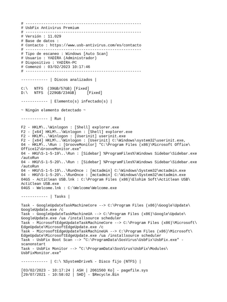 UsbFix Report | Download Free PDF | Microsoft Windows | Windows Registry
