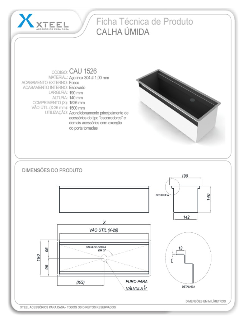 Ficha Canal Equipado Umido CAU Xteel - 2 | PDF