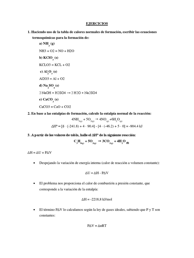 EJERCICIO | PDF | Entalpía | Combustión