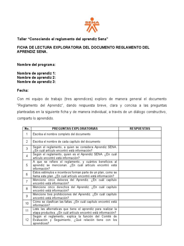 Taller 7 Conociendo El Reglamento de Aprendices Sena | PDF
