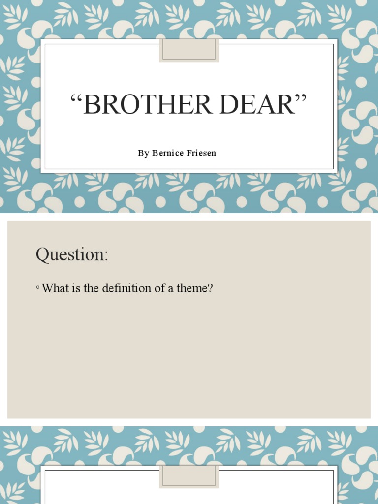 Brother Dear Questions | PDF