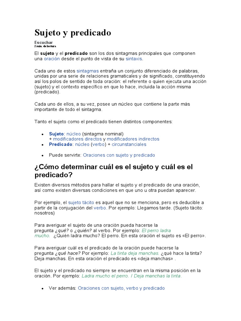 Sujeto y Predicado - 04 | Descargar gratis PDF | Asunto (gramática) | Predicado (Gramática)
