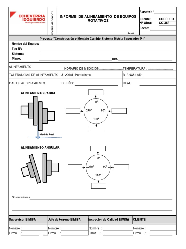 FO - EIM-MEC-001-02 Alineamiento Equipos Rotativos Rev.0 | PDF