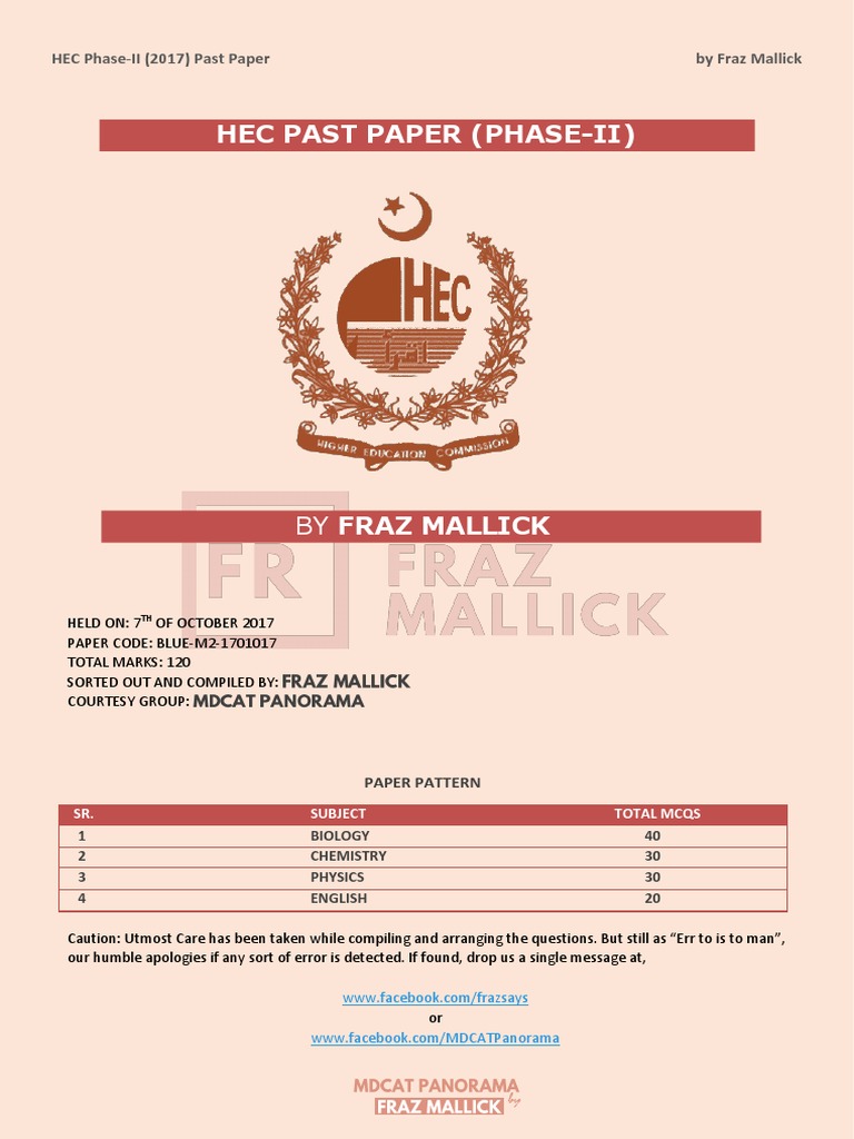 HEC Phase II Past Paper by FrazMallick | Download Free PDF | Active ...