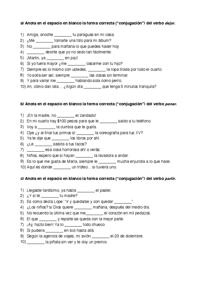 Ejercicio Conjugacion | PDF