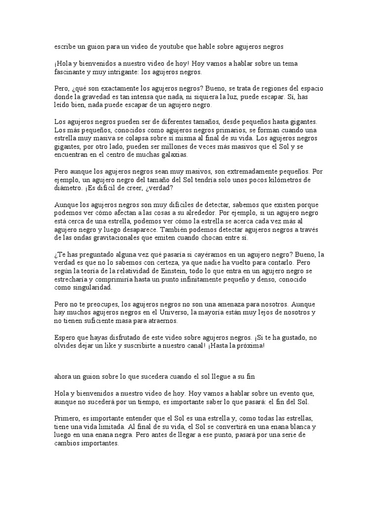 CHAT GPT Ejemplo Guiones Youtube y Tik Tok | PDF | Calabozo | Dom