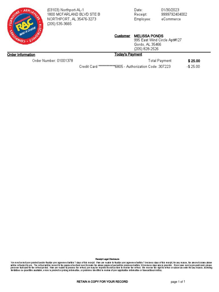 Cash Refund Receipt Template | PDF | Receipt | Credit Card