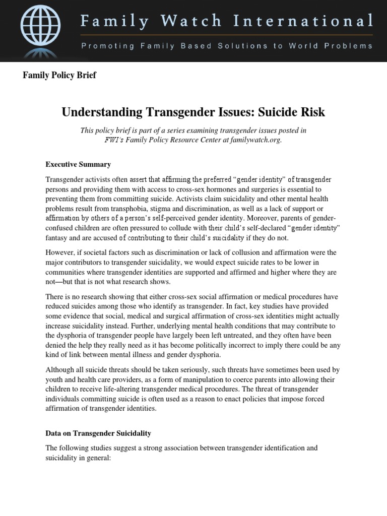 Understanding Transgender Issues: Suicide Risk | PDF | Transgender ...