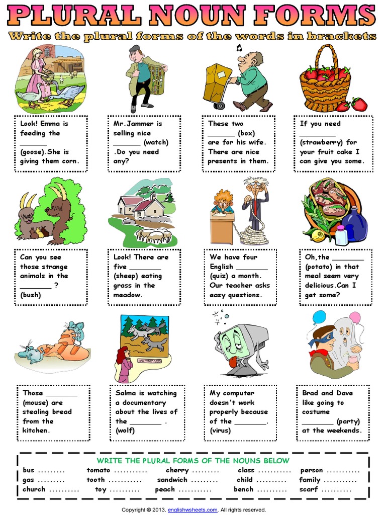 Plural Forms of Nouns Worksheet 1 | PDF