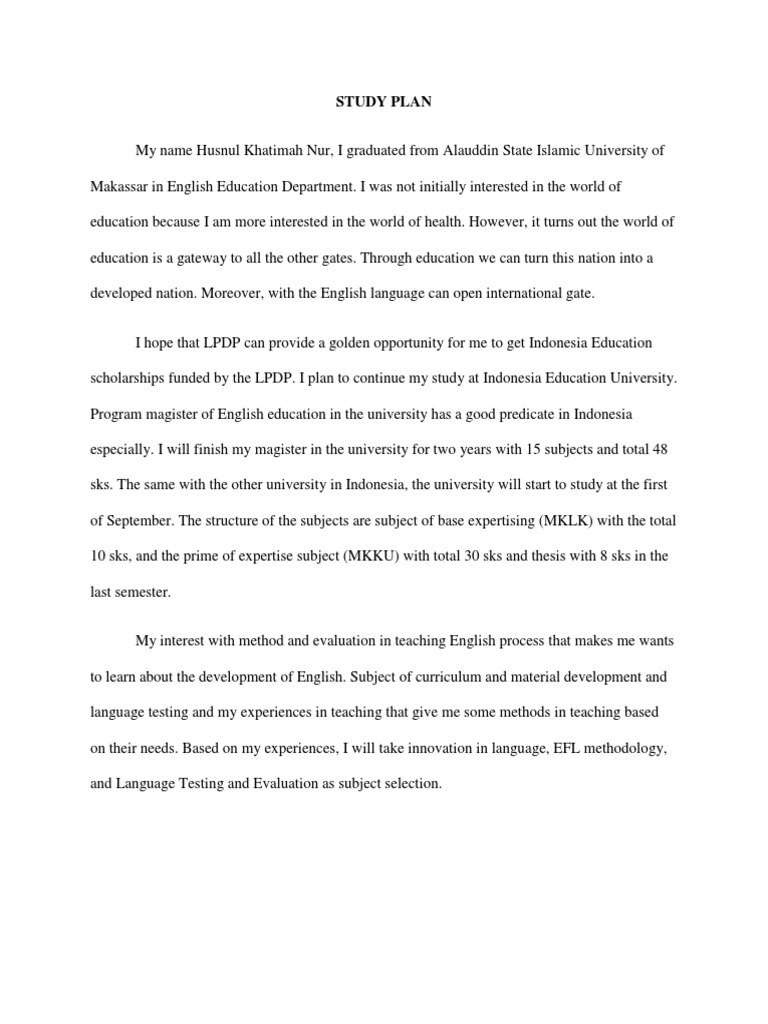 Study Plan | PDF | English As A Second Or Foreign Language | Language ...