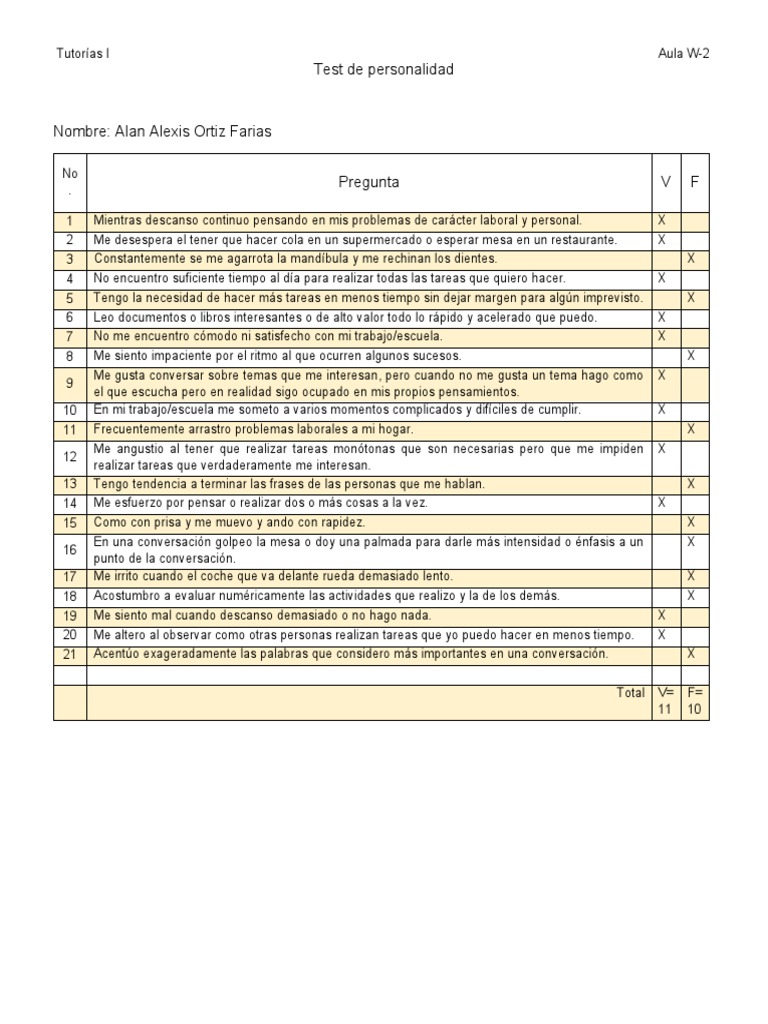 8 Test de Personalidad para AlumnosAlexisOrtiz | PDF
