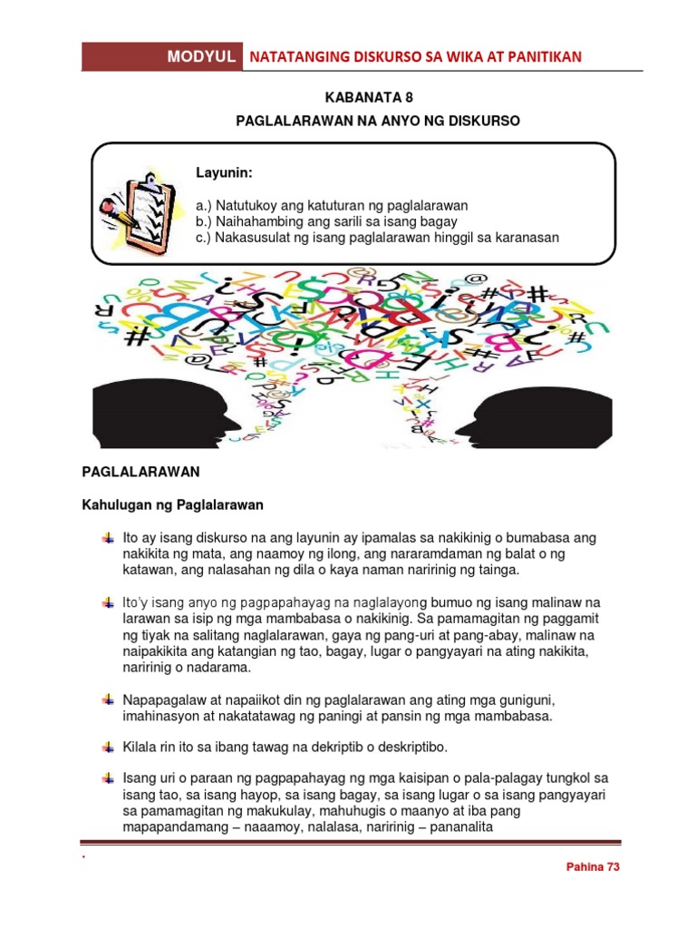 Kabanata 8 Paglalarawan Na Anyo NG Diskurso | PDF