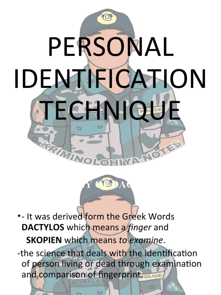 Personal Identification Techniques | PDF | Fingerprint | Skin