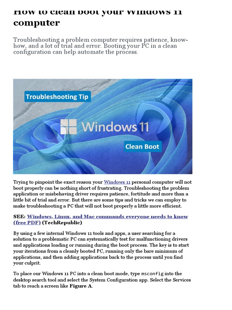 How To Clean Boot Your Windows 11 Computer | PDF | Application Software ...