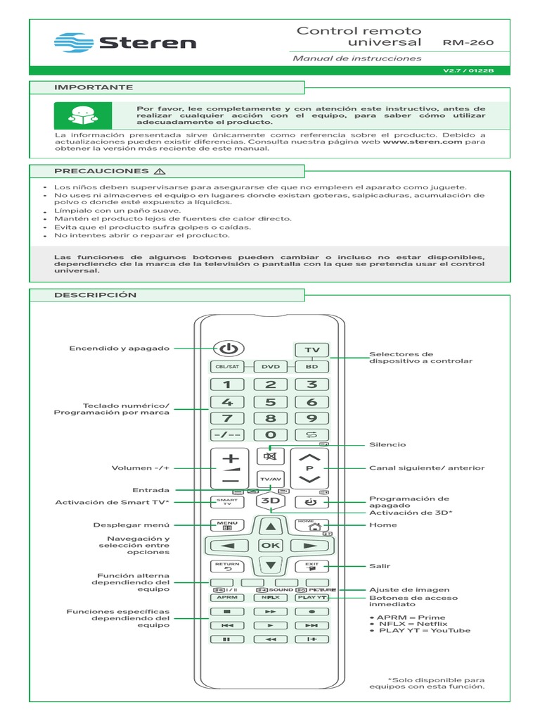 Control Remoto STEREN RM-260 | PDF | Control remoto | Informática