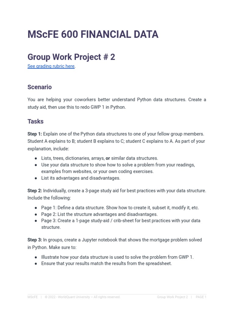MScFE 500 Financial Data Group Work Project 2 | PDF | Computing
