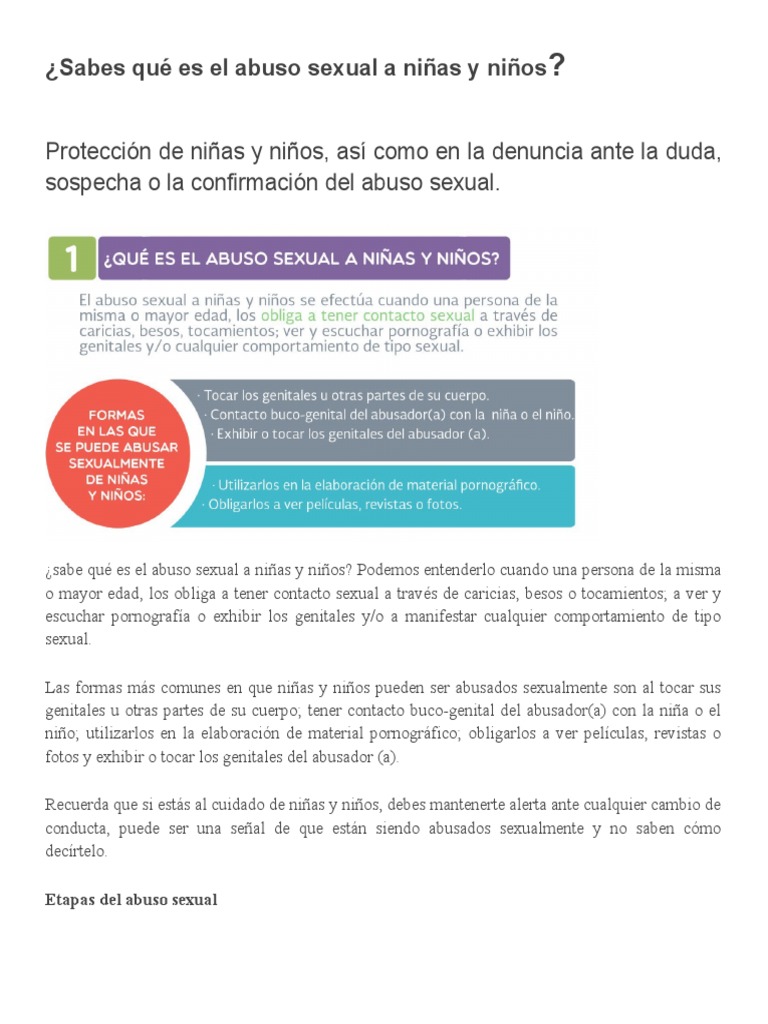 Sabes Qué Es El Abuso Sexual A Niñas y Niños | Descargar gratis PDF ...