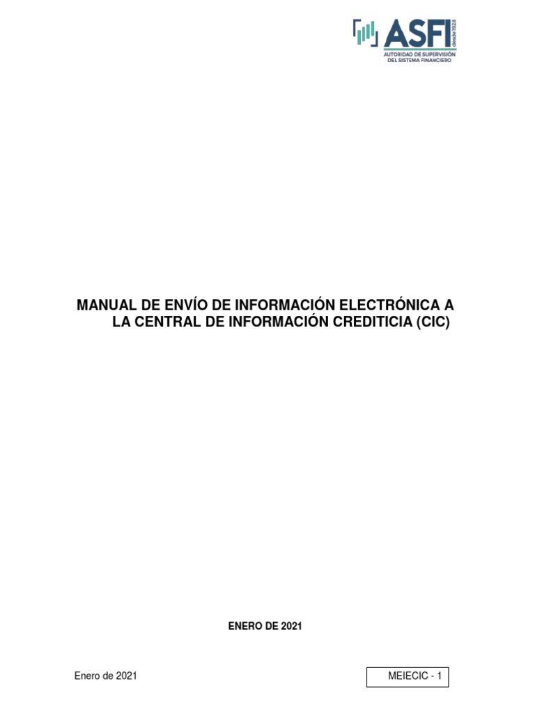 Manual de Envio de Informacion Electrónica A La CIC | PDF | Bancos | Finanzas y dinero