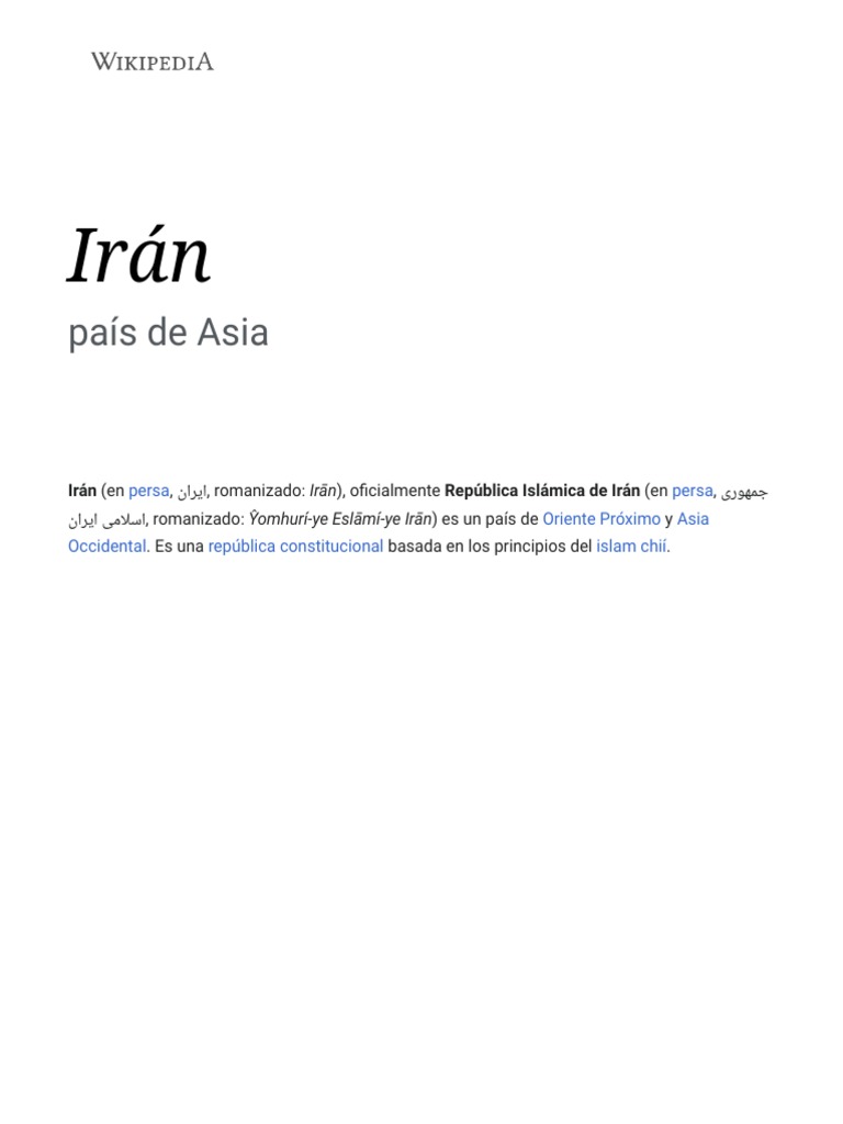 Irán - Wikipedia, La Enciclopedia Libre | PDF | Corrí | Asia