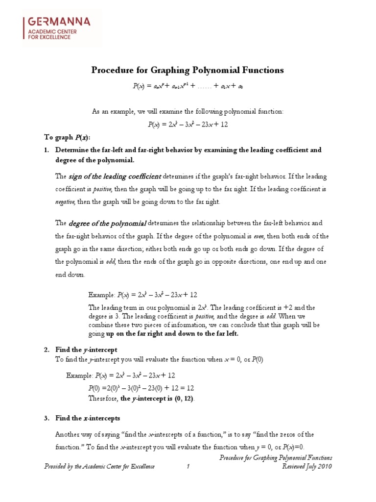 Graphing Polynomial Functions | Download Free PDF | Factorization | Zero Of A Function