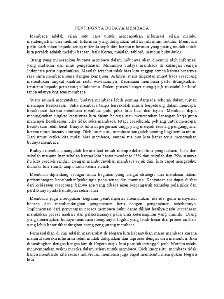 Pentingnya Budaya Membaca | PDF | Gaya Hidup