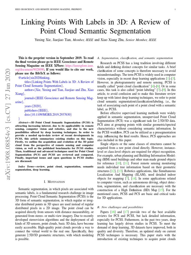 Linking Points With Labels in 3D: A Review of Point Cloud Semantic Segmentation | PDF | Lidar ...