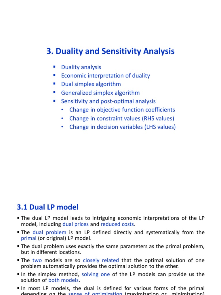 Chapter 2 2 Duality And Sensitivity Pdf Mathematical Optimization Analysis