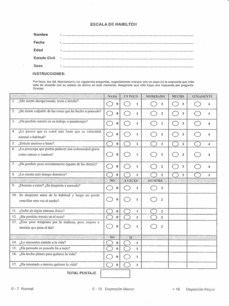 Escala de Hamilton | PDF