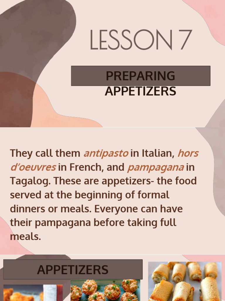 Preparing Appetizers | PDF | Hors D'oeuvre | Drink