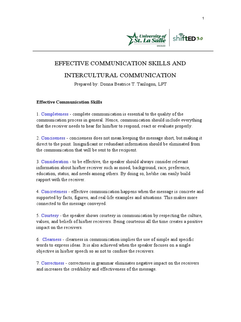 Handouts Week 2 Pdf Communication Nonverbal Communication 