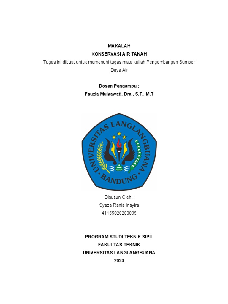 Makalah PSDA Konservasi Air Tanah | PDF