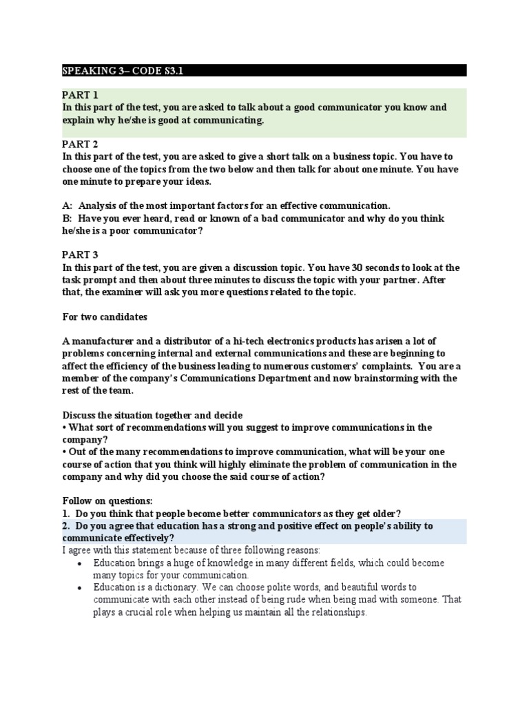 Speaking 3 Pdf Communication Employee Retention