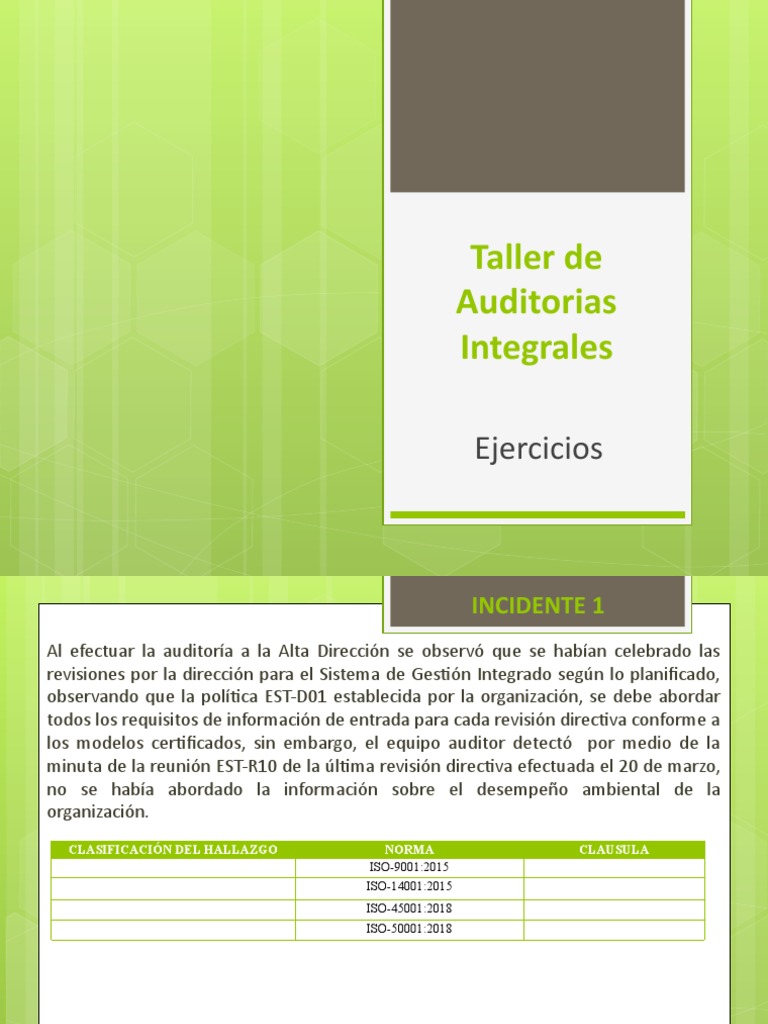 Auditoria Combinada Ejercicios | PDF | Auditoría | Gestión energética
