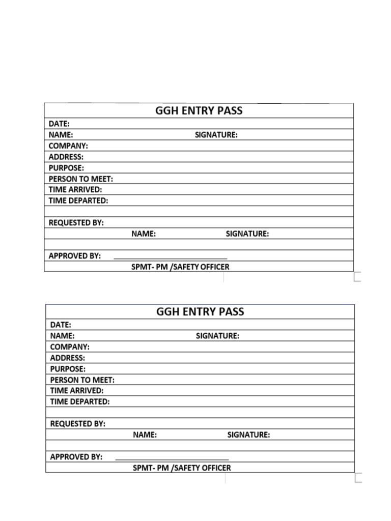 Entry Pass Pdf